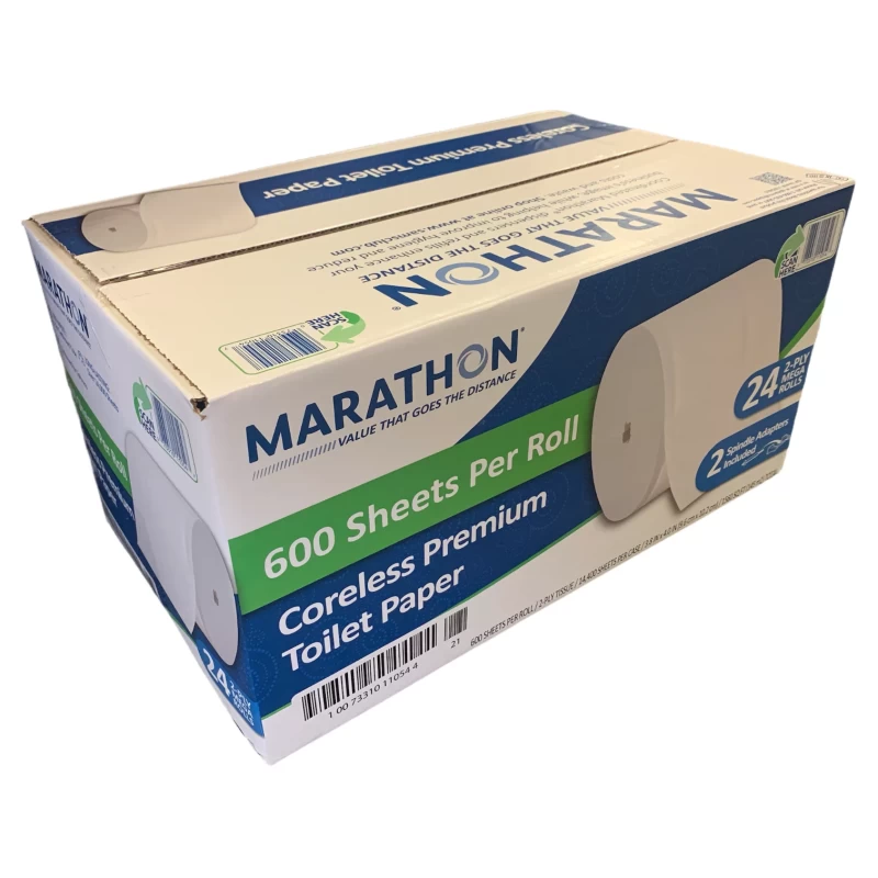 Marathon Coreless Premium 2 Ply Toilet Paper 600 Sheets Roll 24 rolls case